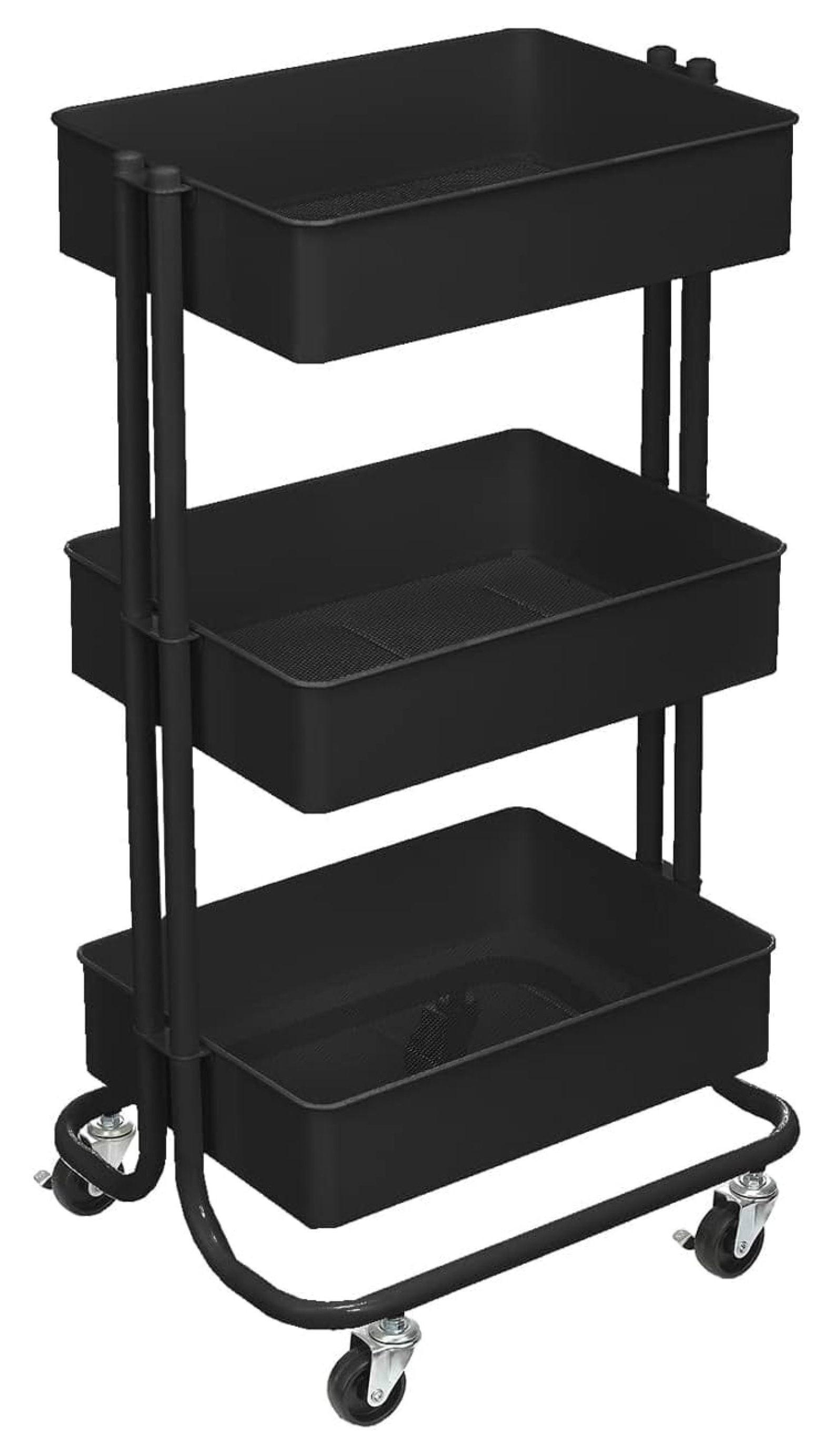 Lexington Black 3-Tier Metal Rolling Cart with Wheels, Multi-Purpose ...