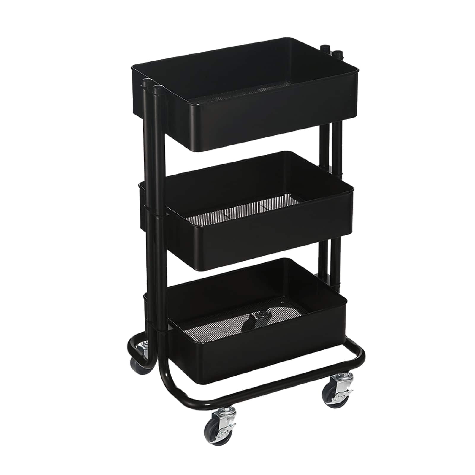 Lexington Mini Rolling Cart with Small Utility Wheels - Black Metal ...