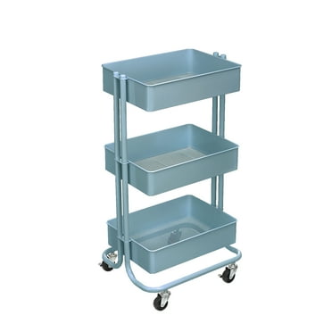 Mainstays 3 Tier Round Metal Utility Cart, Rich Black, Easy Rolling ...