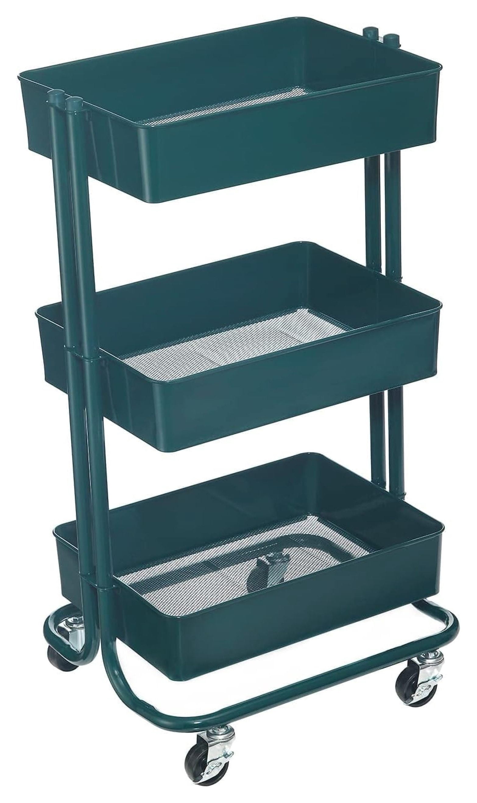Lexington Emerald 3-Tier Metal Rolling Cart with Wheels, Multi-Purpose ...