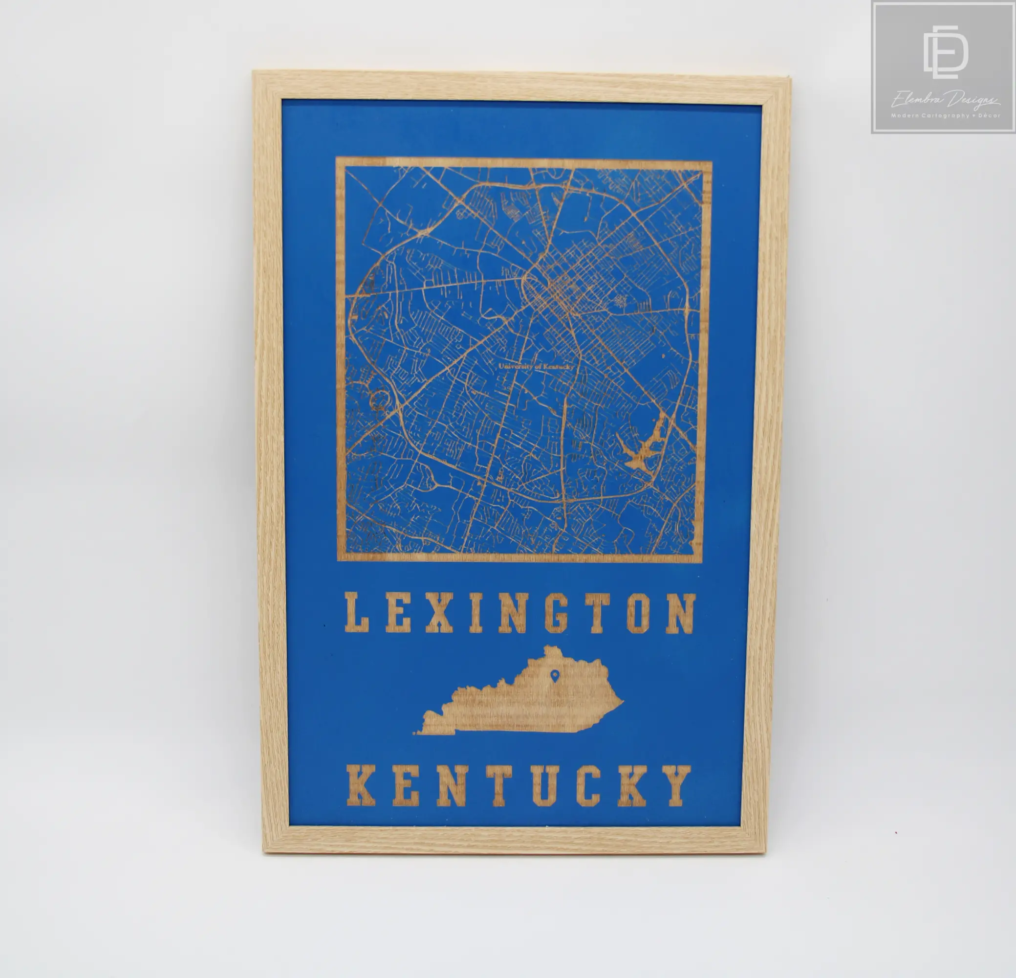 Lexington, Kentucky Laser Etched Wood Street Map - University of ...