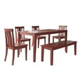 Lexington Large Dining Set with Bench and 4 Slat Back Chairs, Berry Red ...