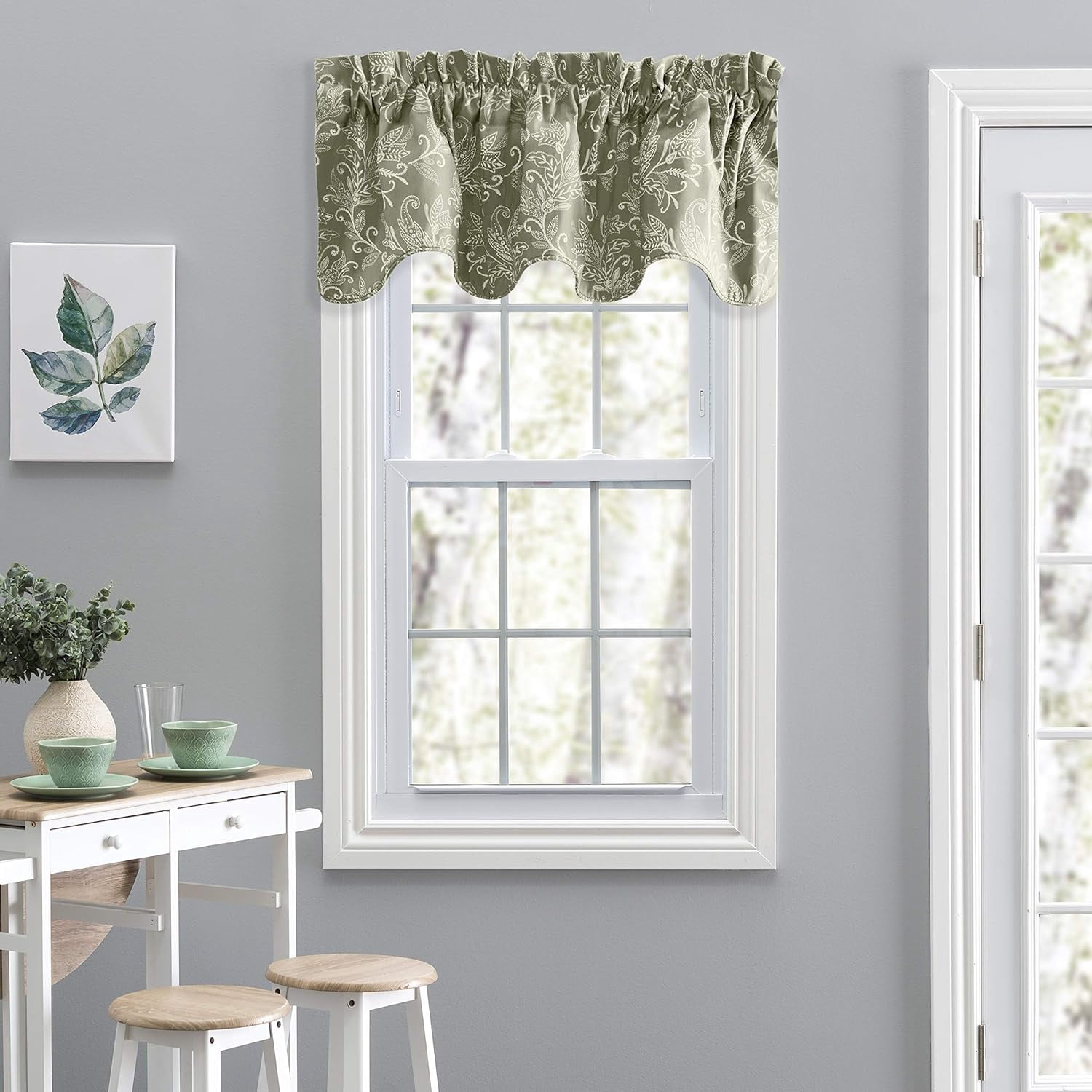 Lexington Leaf Scallop Valance, Sage - Walmart.com