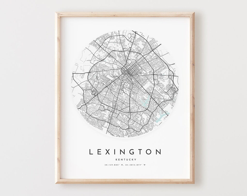 Lexington Map Print, Lexington Map Poster City Wall Art, Ky Road Map ...