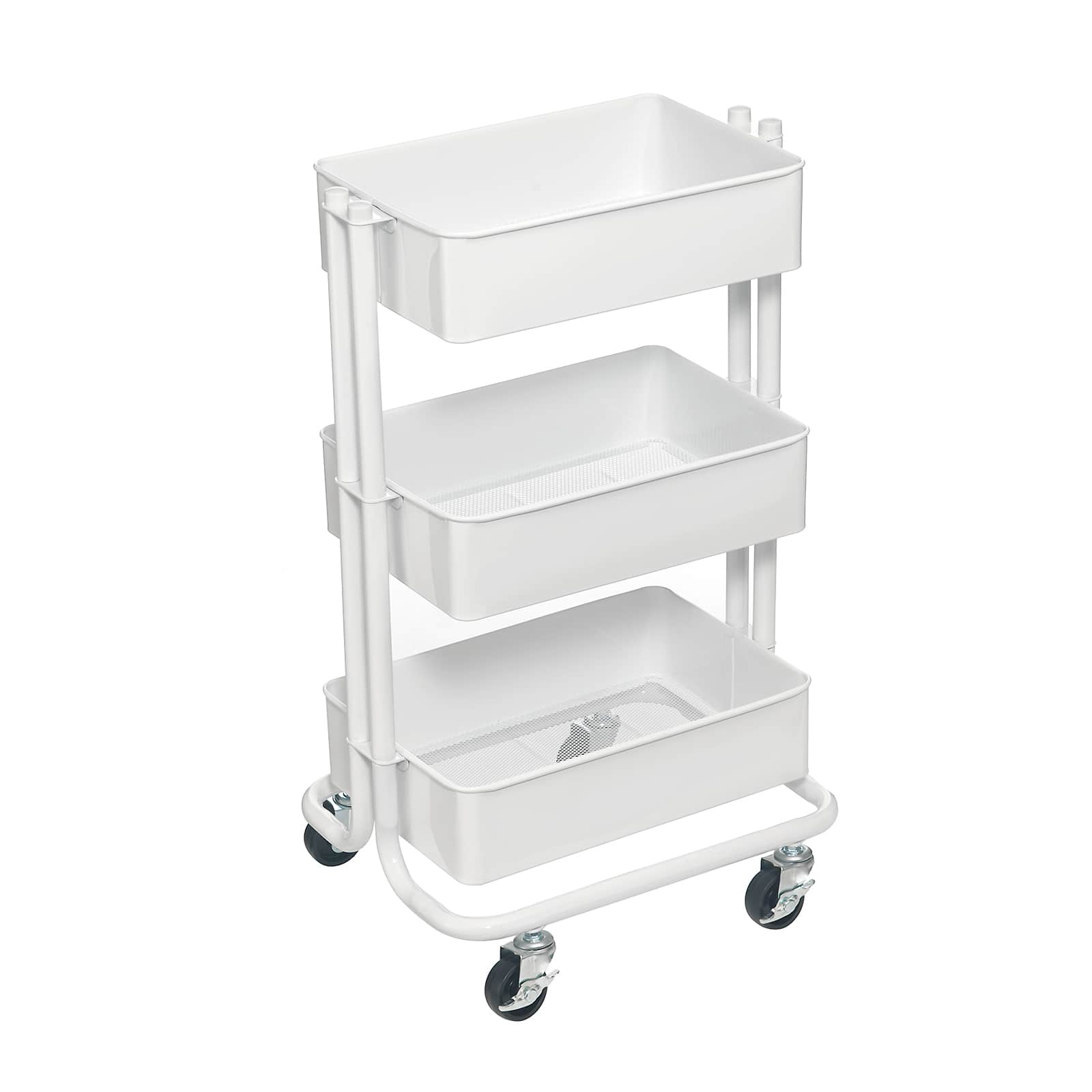 Simply Tidy Lexington White Mini Rolling Cart with Small Utility ...