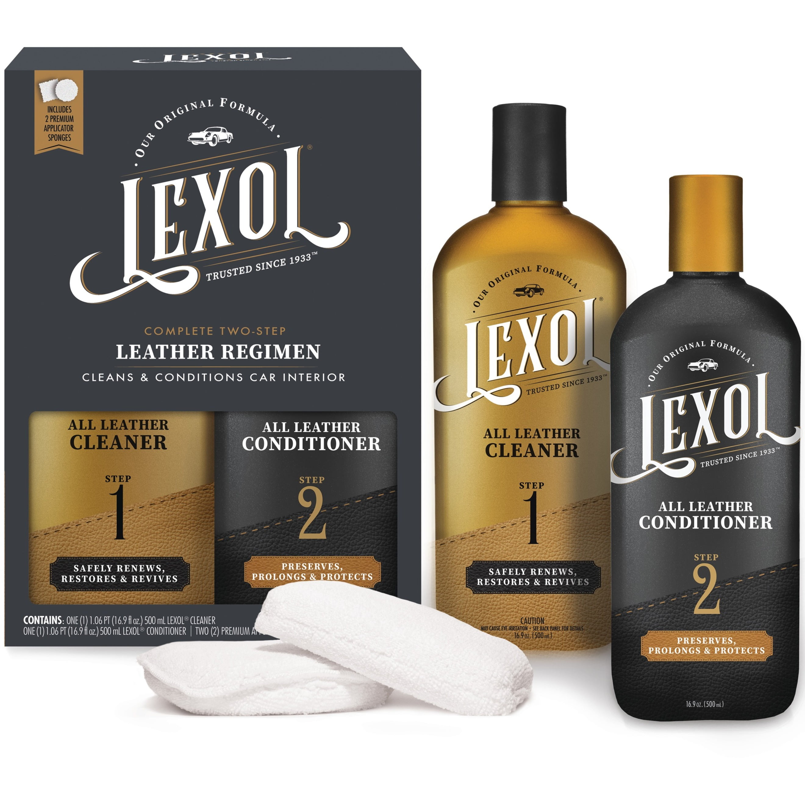Lexol 2-Step Leather Care Kit: Car Seat Cleaning Restorer & Conditioner ...