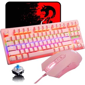 Wireless Gaming Keyboard and Mouse Combo with 87 Key Rainbow LED ...