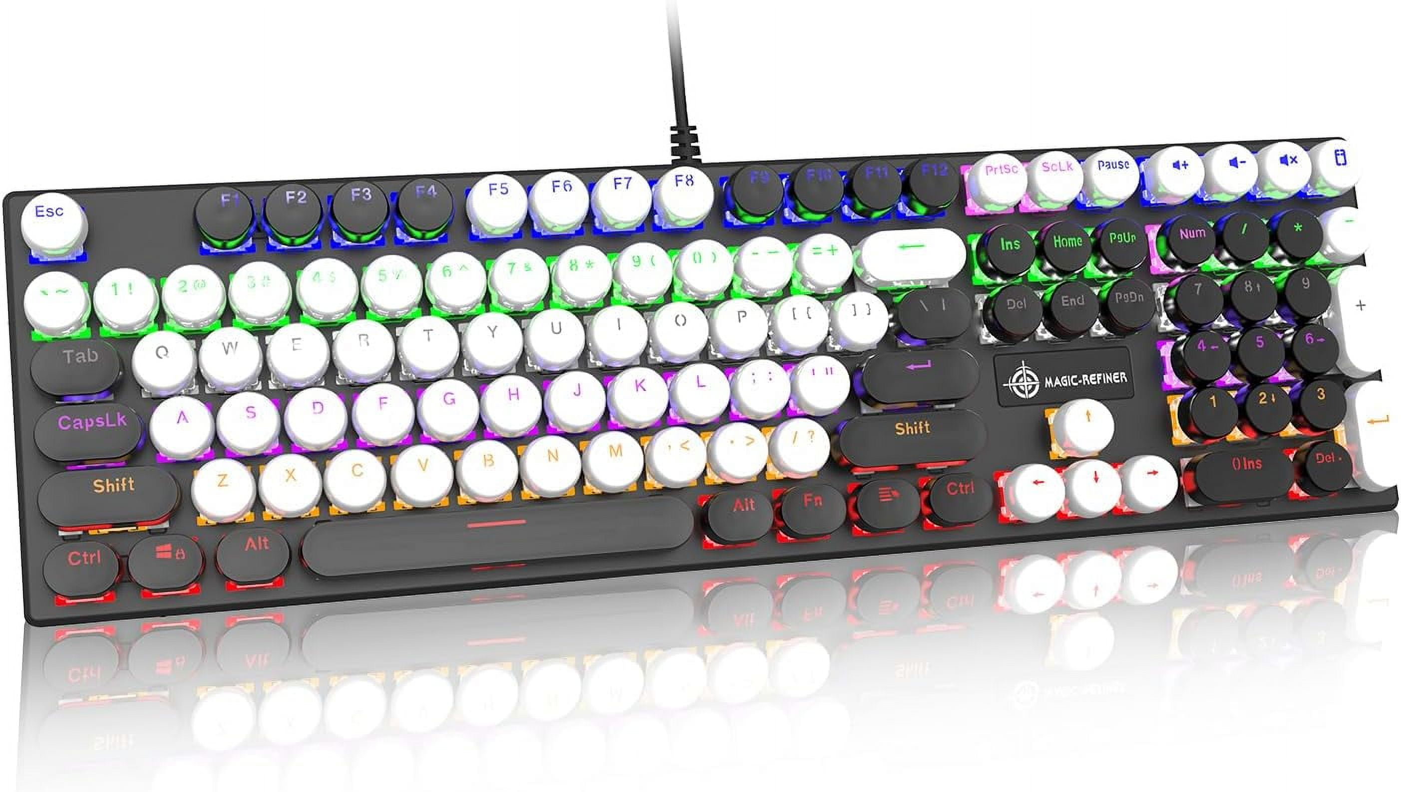 LexonElec Typewriter Style Retro Wired Mechanical Gaming Keyboard with ...