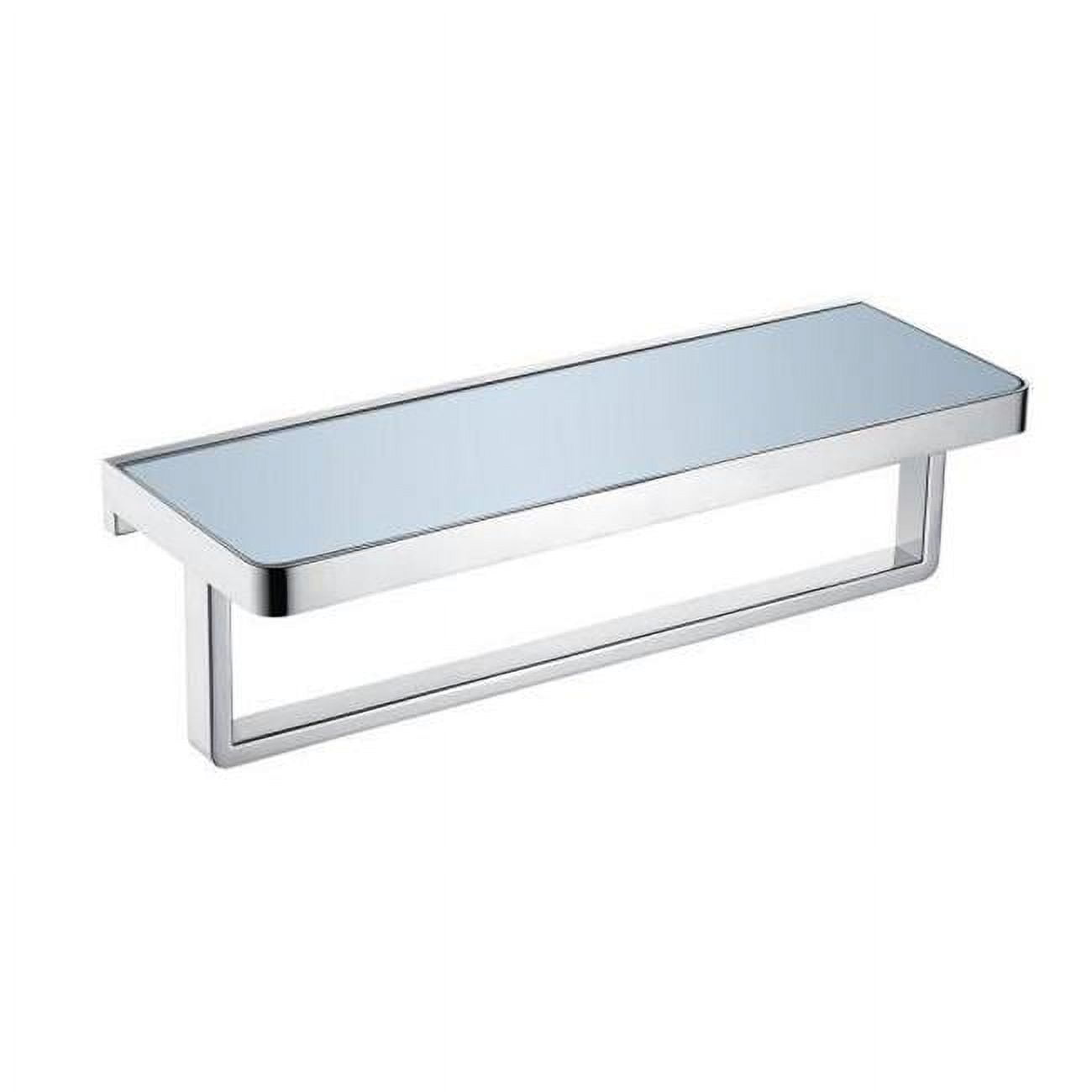 Lexora Bagno Bianca Stainless Steel White Glass Shelf with Towel Bar ...