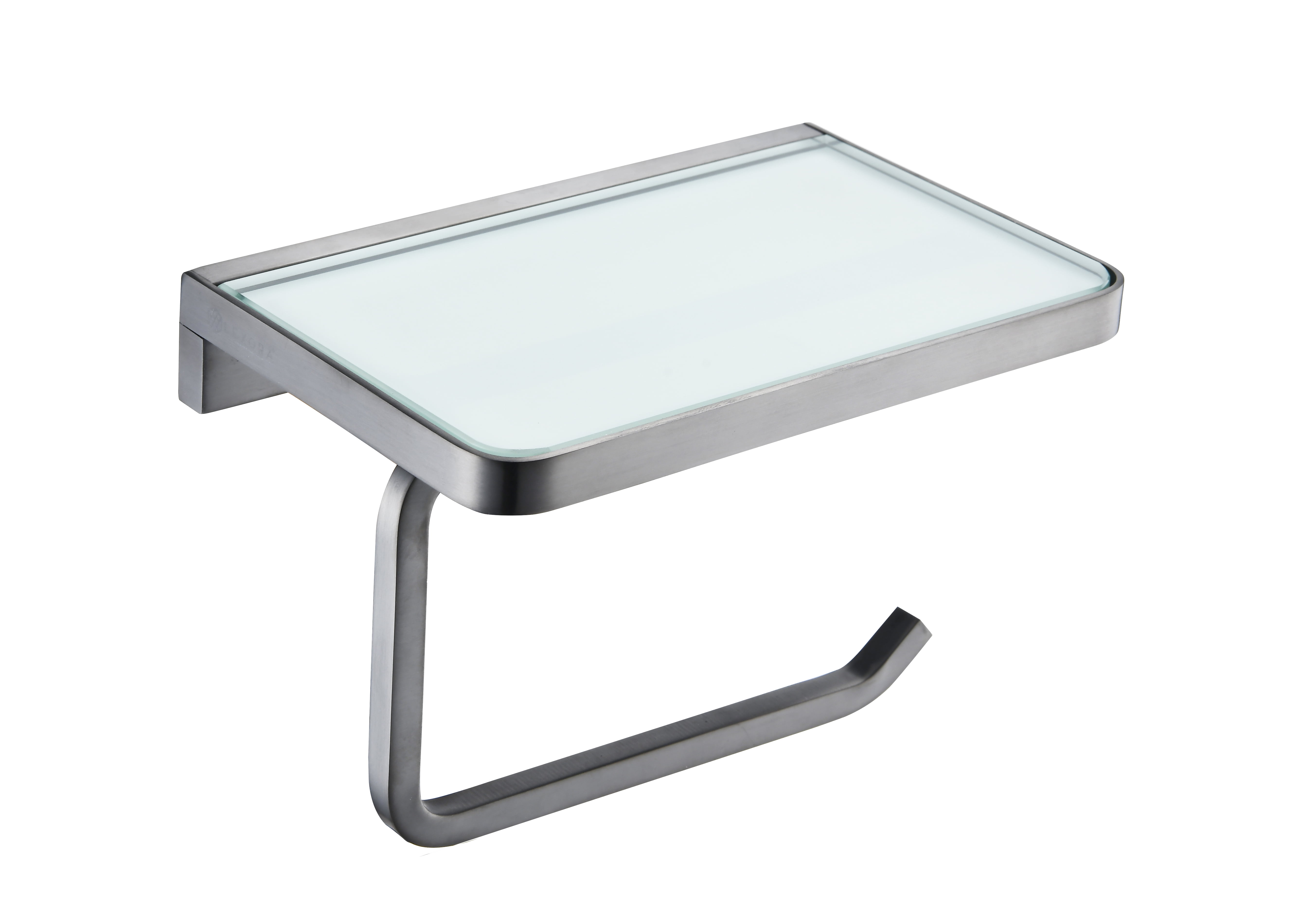 Lexora Home Bagno Bianca Stainless Steel Shelf with Holder in Gun Metal ...