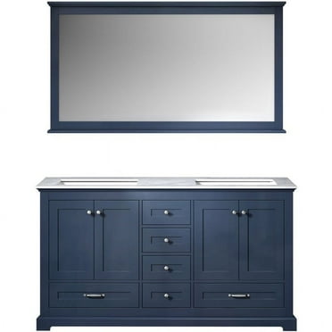 Aria 60" Double Bathroom Vanity with Powder Blue Cabinet and Carrara ...