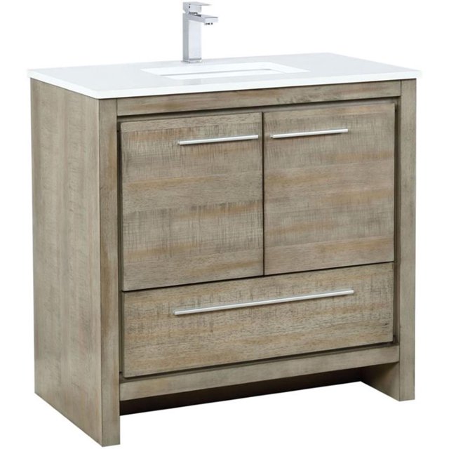 Lexora Home Lafarre 36" Single Quartz Top Bathroom Vanity with NIckel ...