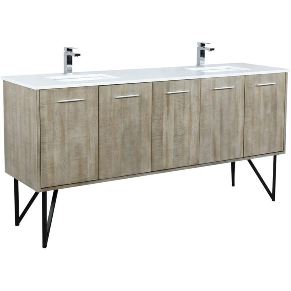 Lexora Home Lancy 72" Double Quartz Top Bathroom Vanity with Rose Gold ...