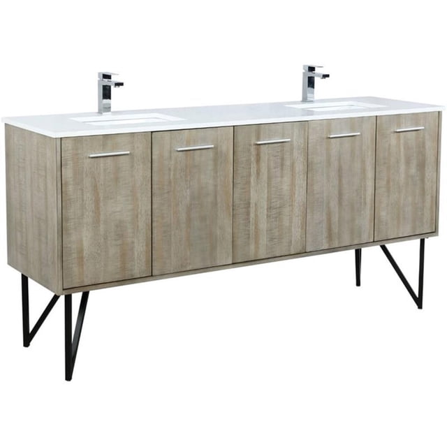 Lexora Home Lancy 72" Double Quartz Top Bathroom Vanity with Rose Gold ...