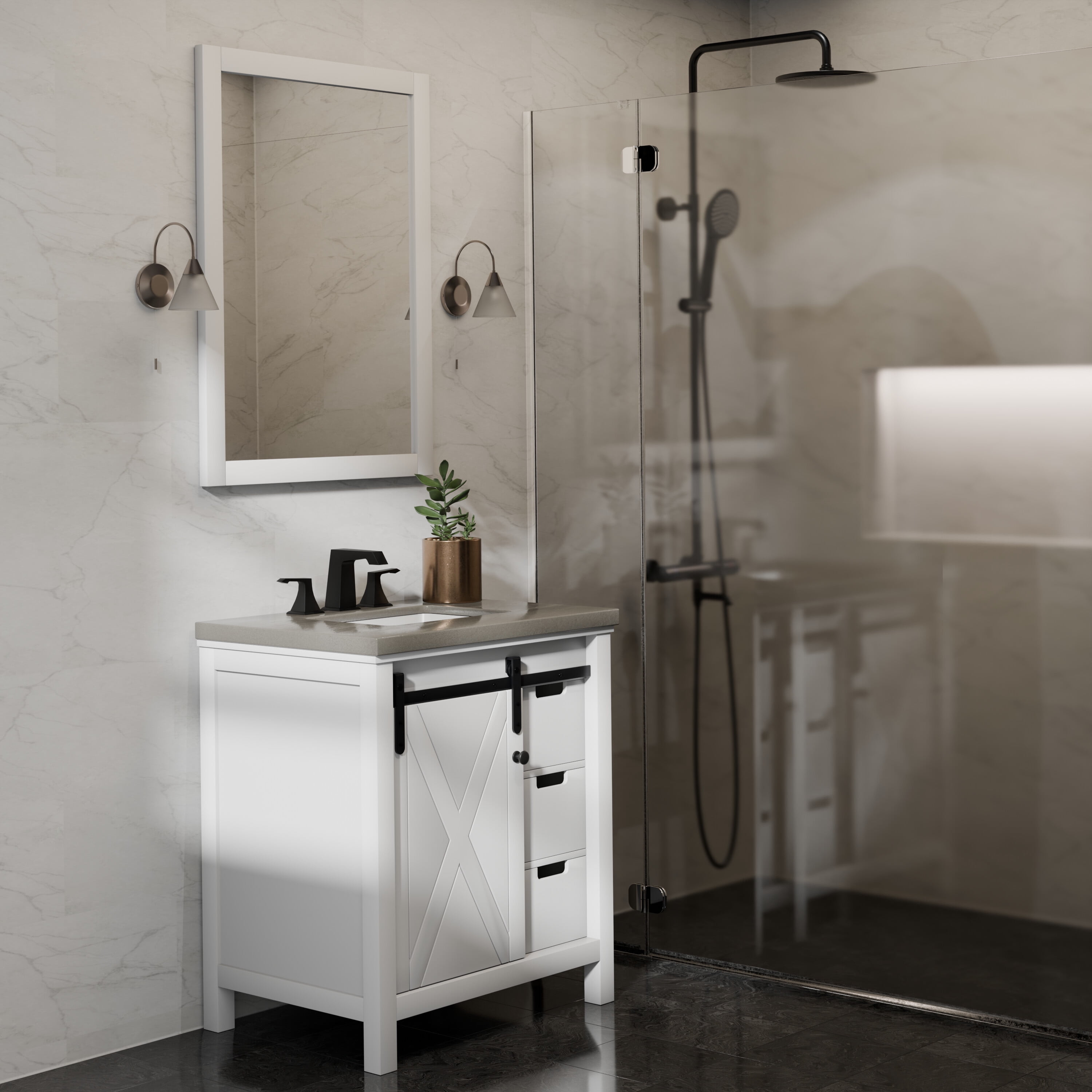 Lexora Home Marsyas 30" Vanity Cabinet in White - Walmart.com