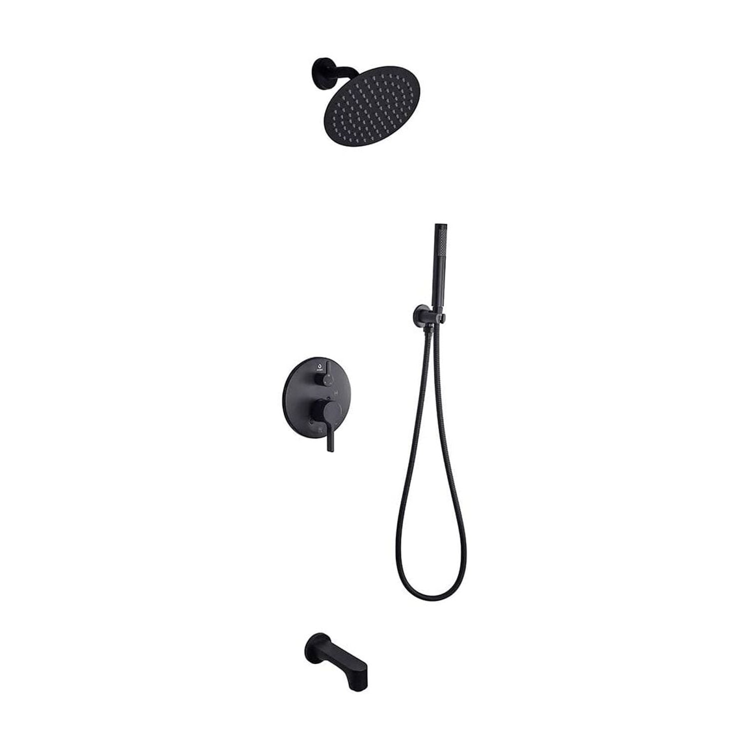 Lexora Salamonio Stainless Steel Round Shower Set - Matte Black ...