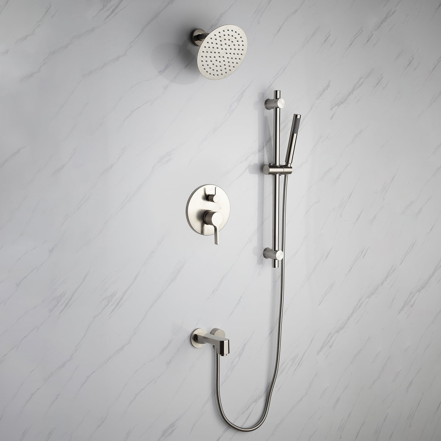Lexora LSS13011BN 8 in. Luviah Round Rain Shower & Handheld Set ...