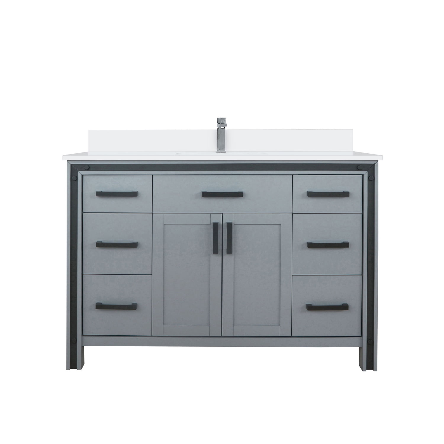 Lexora Ziva 48 in W x 22 in D Dark Grey Bath Vanity, White Quartz Top ...