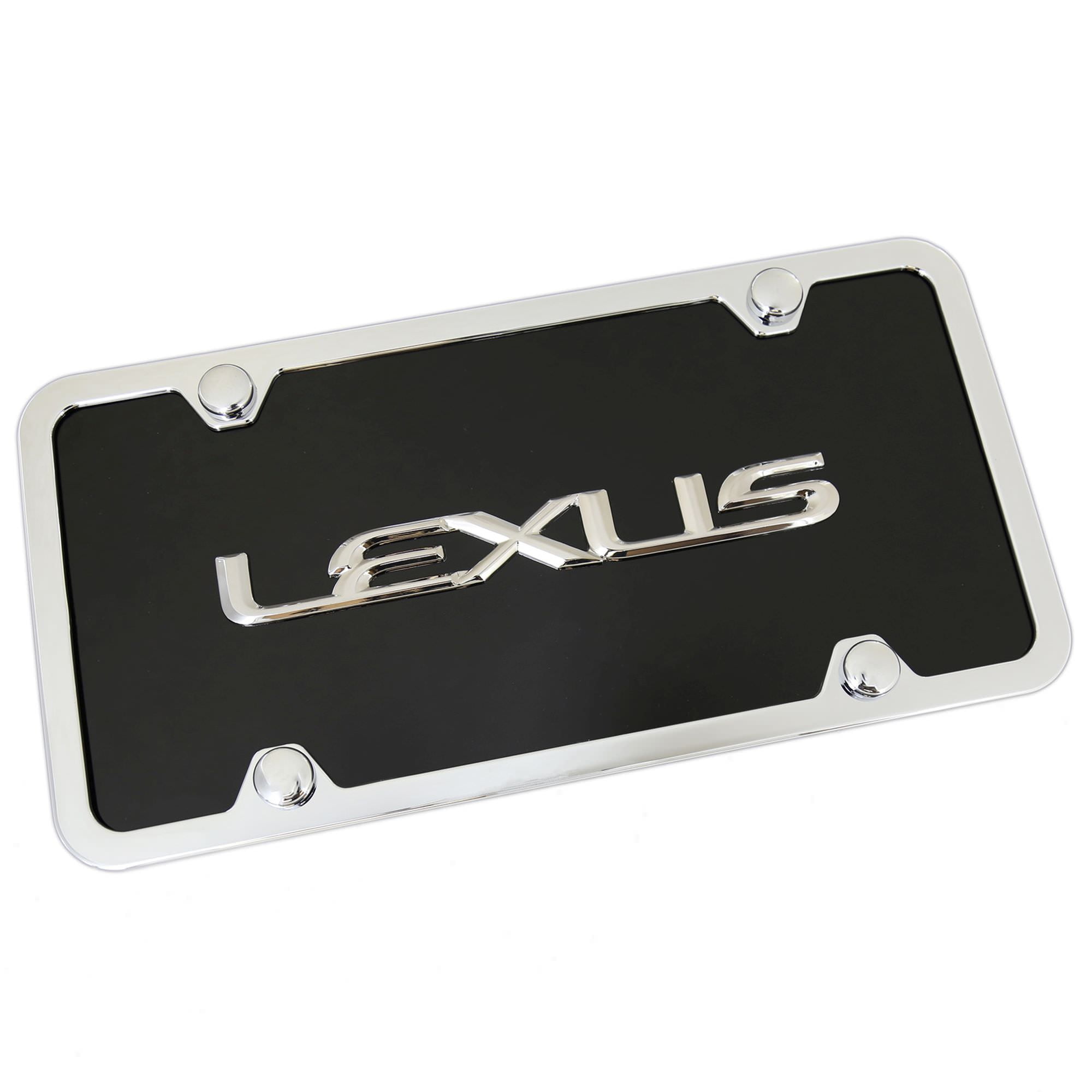 Lexus 3D Logo Black Acrylic License Plate, 12"x6" with Free ABS Chrome ...
