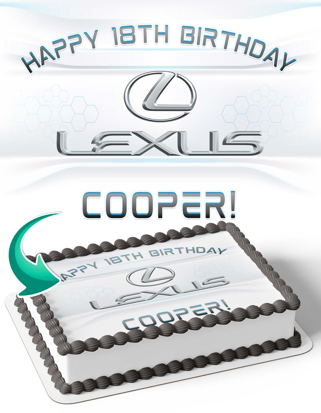 Lexus Edible Image Cake Topper Personalized Birthday Sheet Decal Banner ...