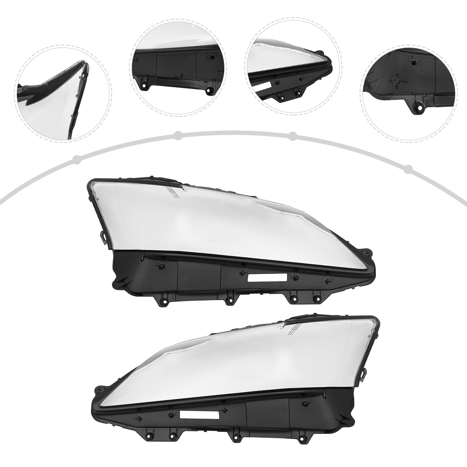 Lexus IS250 2012-2015 Halogen Headlight Lens Covers, Left & Right, PC ...