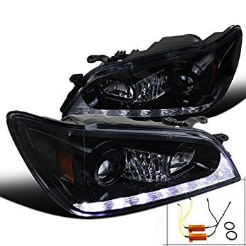 Lexus IS300 Glossy Black Projector Headlights+LED DRL+Amber LED Signal ...