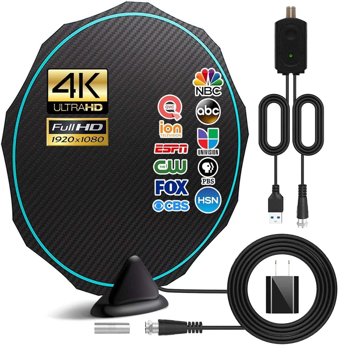 Lexvss Amplified Indoor/Outdoor Digital TV Antenna, 200+ Miles Range ...