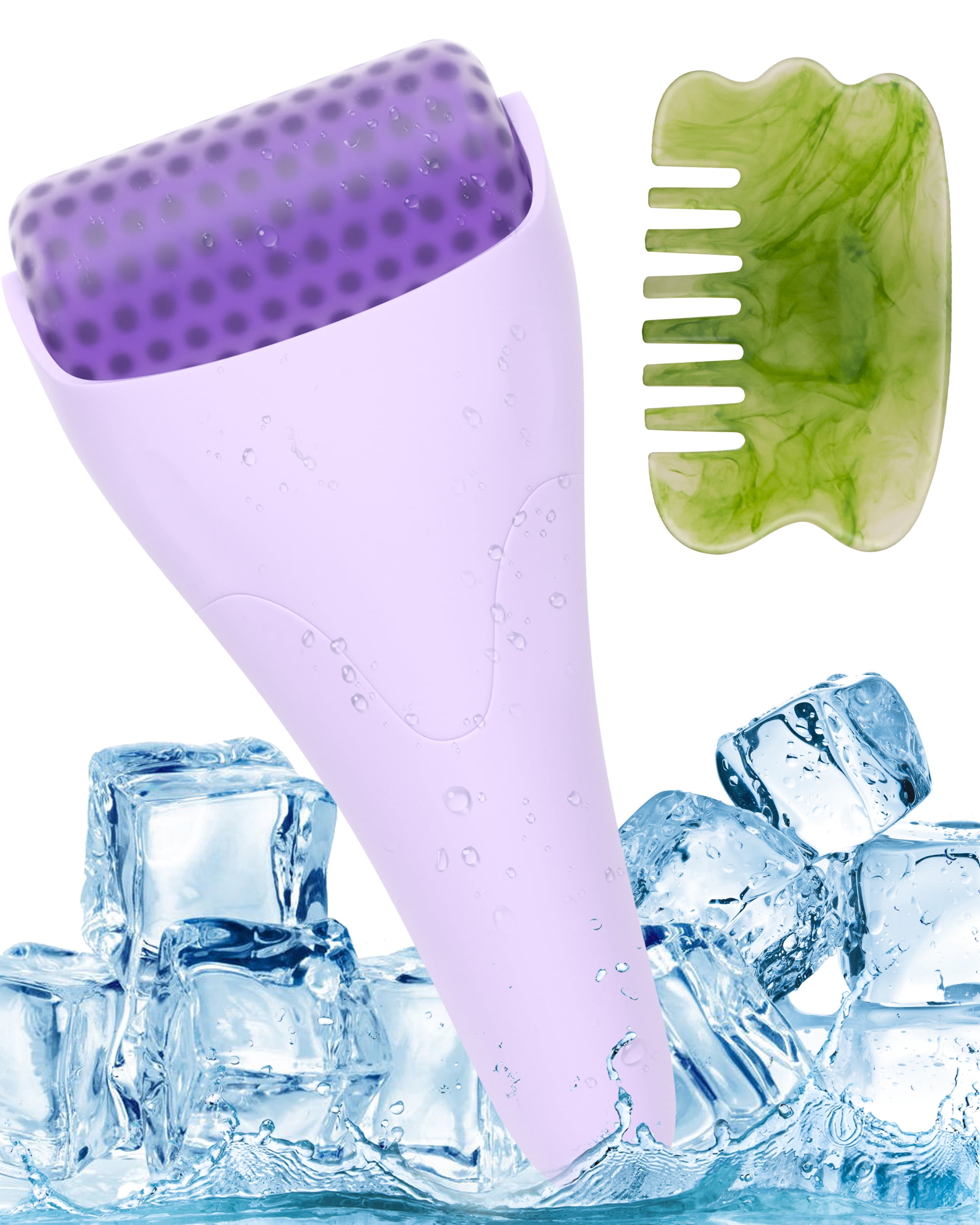 Lexvss Ice Roller for Face, Skin Care with Gua Sha Massager Comb for ...