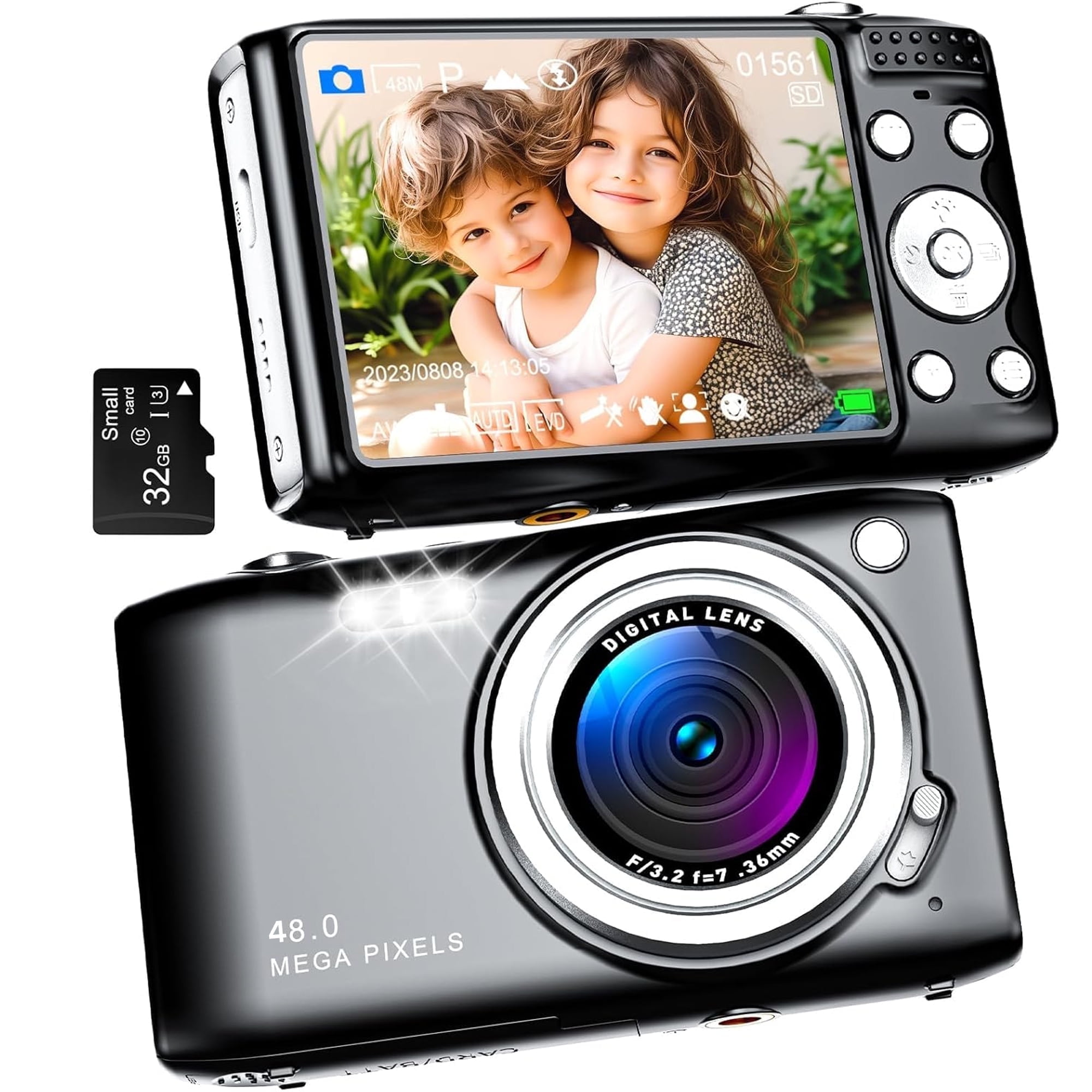 Leyeet 48MP 4K Portable Digital Camera, Multifunctional Point and Shoot ...