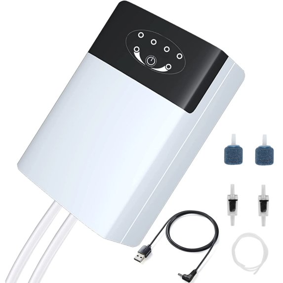 Leyeet Rechargeable Aquarium Air Pump, Dual Outlets, USB Powered ...