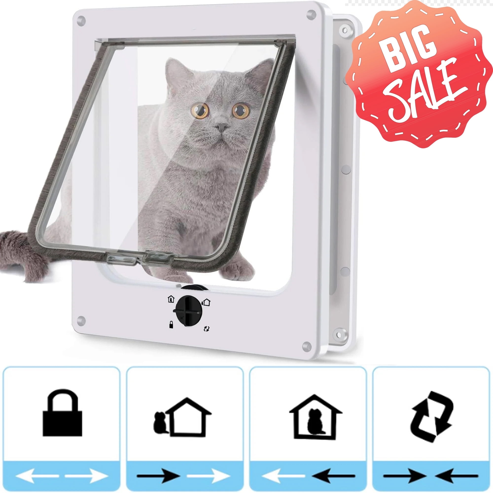 Leyeet Large Cat Door for Interior/Exterior Door, Weatherproof, White ...