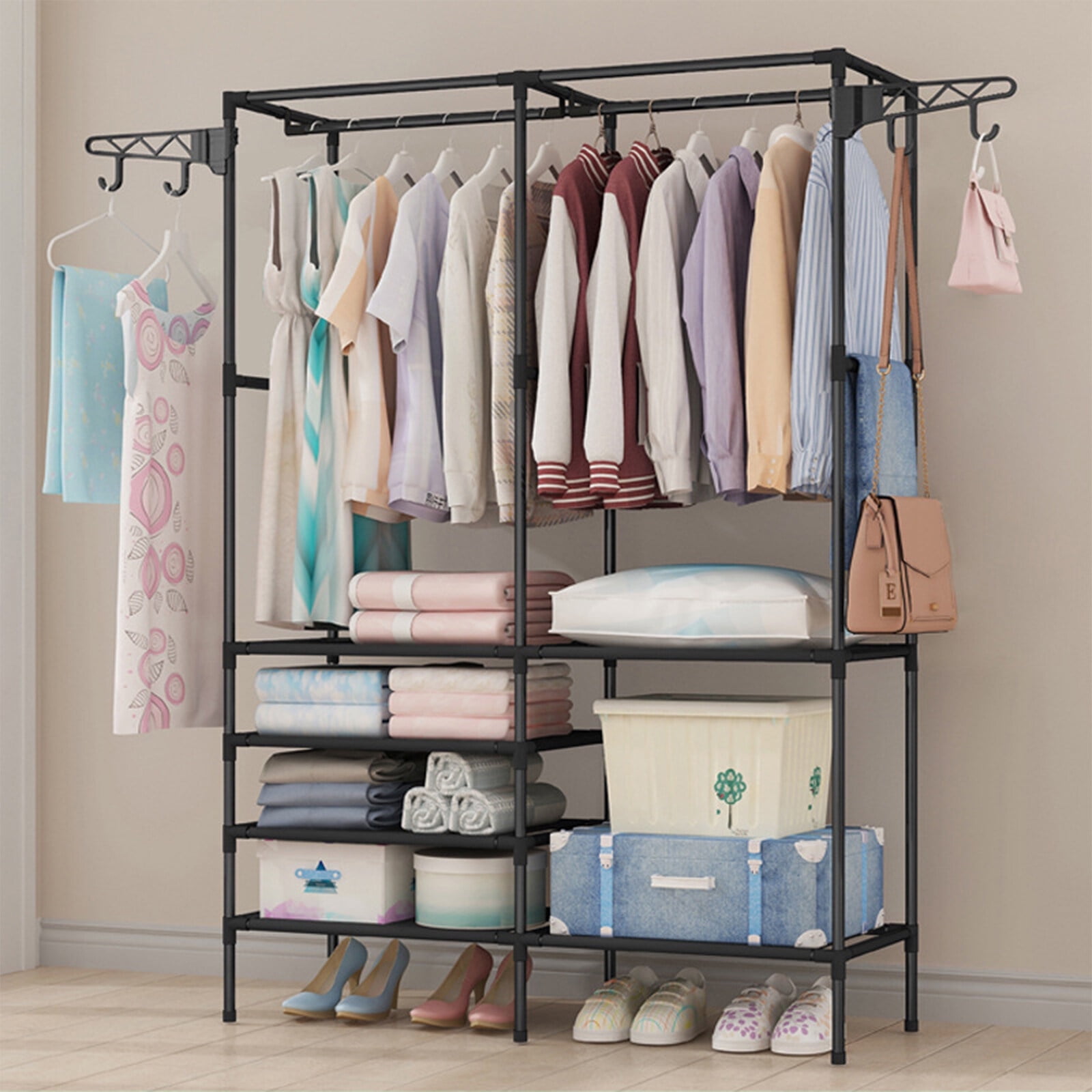 Leyeet Freestanding Clothes Rack, Sturdy Metal Garment Rack with ...