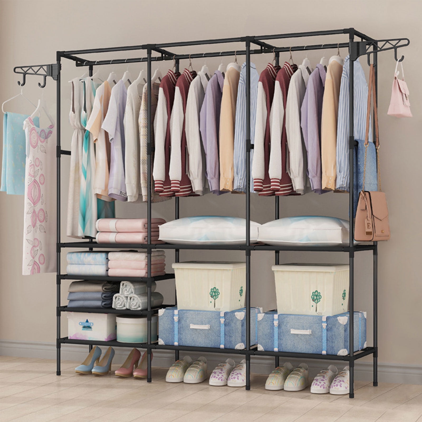 Leyeet Clothes Rack Heavy Duty Clothing Racks for Hanging Clothes ...
