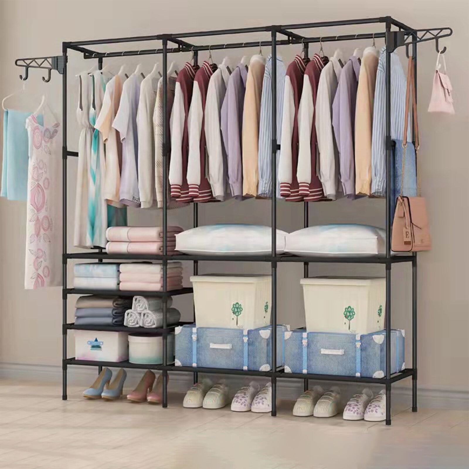 Leyeet Heavy Duty Garment Rack, Portable Wardrobe Clothe Rack Organizer ...