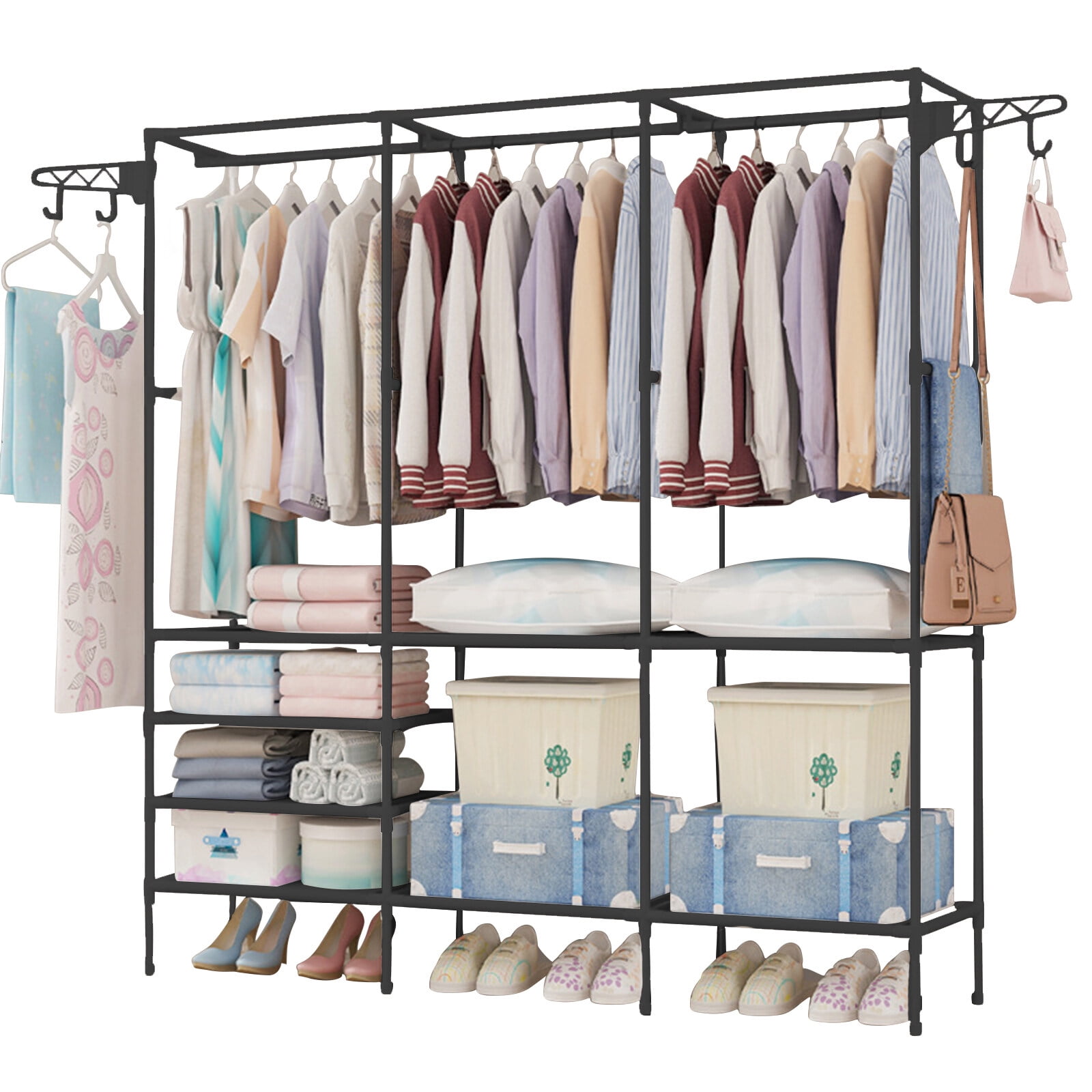 Leyeet Heavy Duty Garment Rack, Portable Wardrobe Clothe Rack Organizer ...