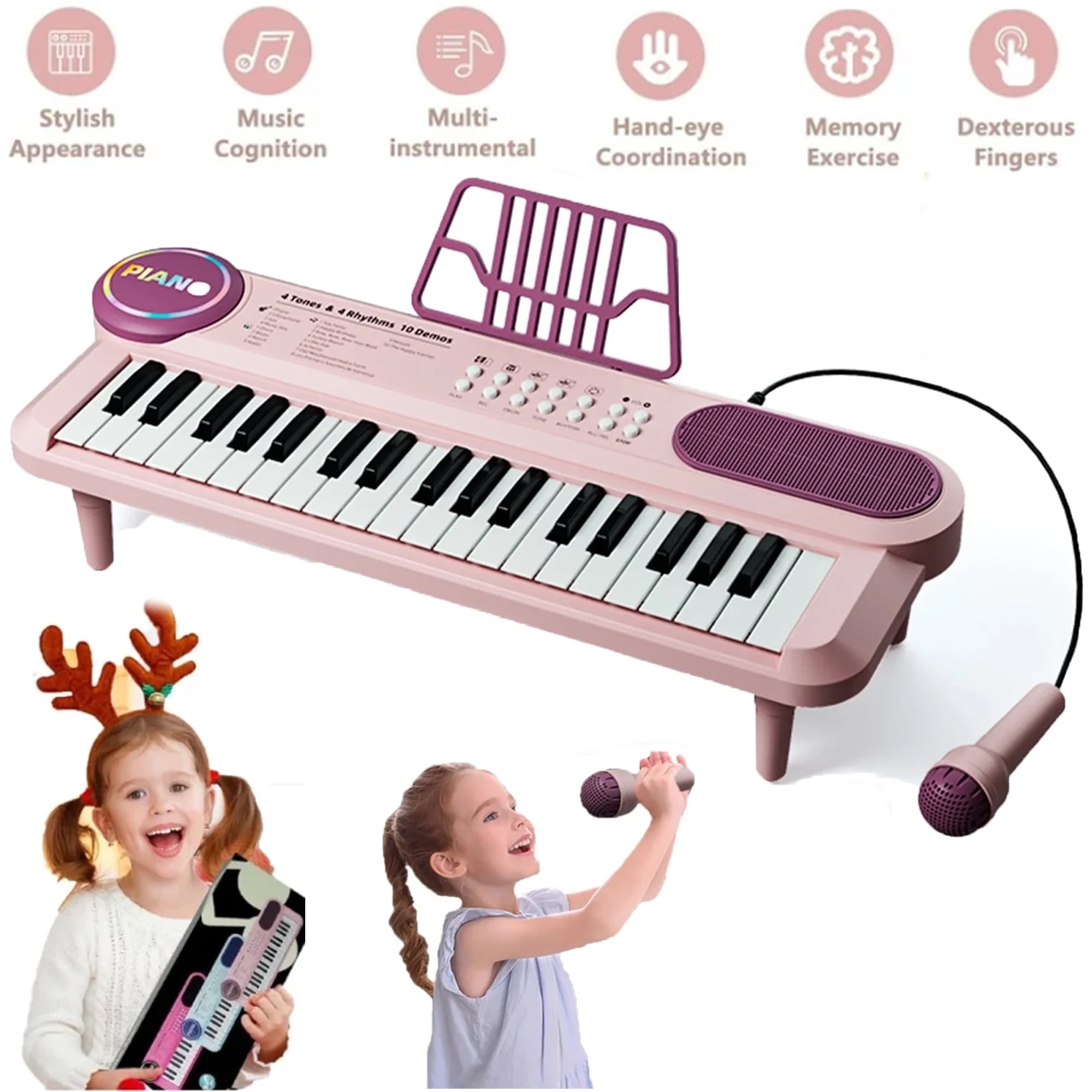 Leyeet 37 Key Keyboard Piano with Microphone, Portable Electronic Piano ...
