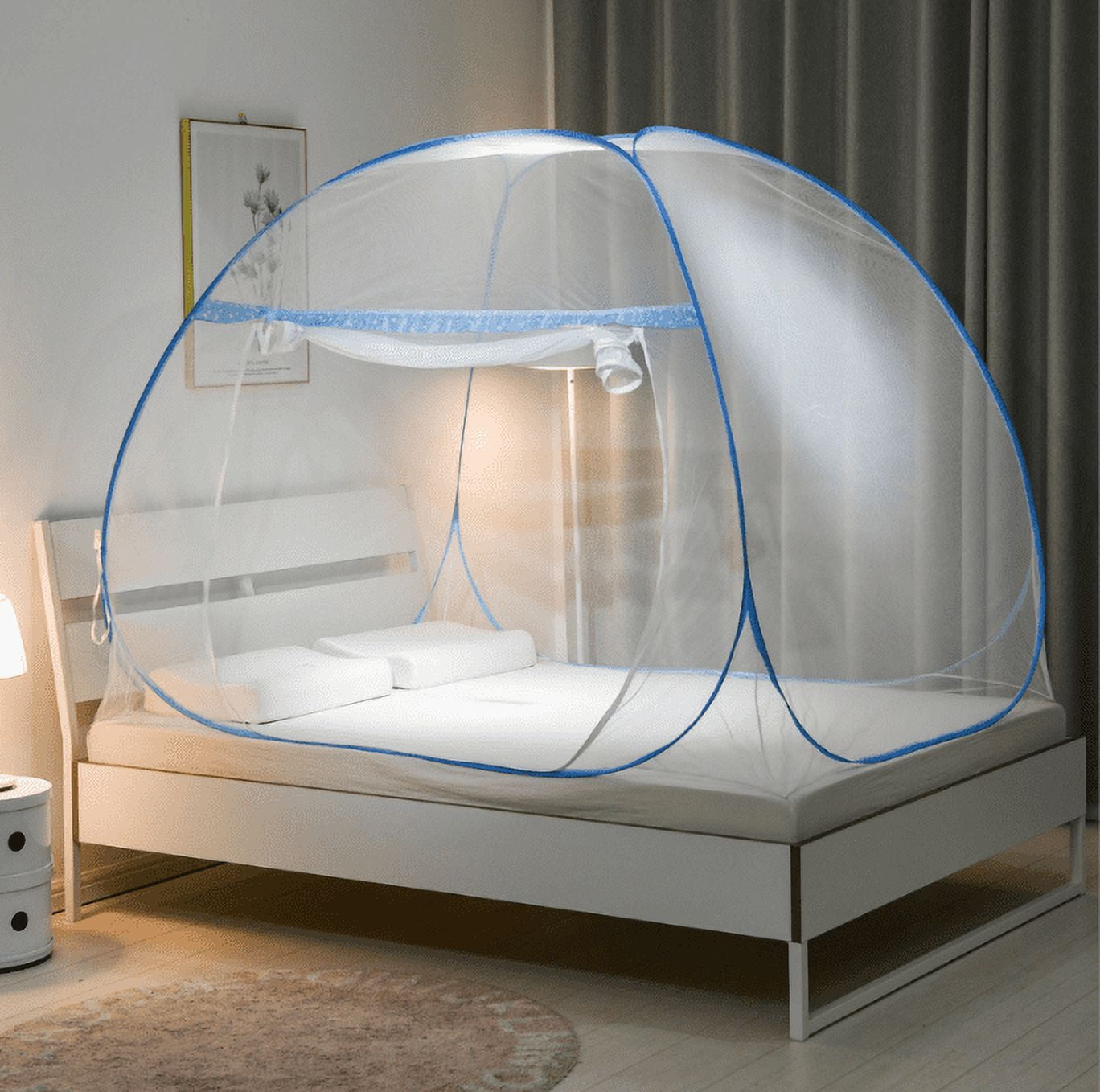 Leyeet Mosquito Net for Bed Portable Folding Net Bed with Bottom Pop up ...