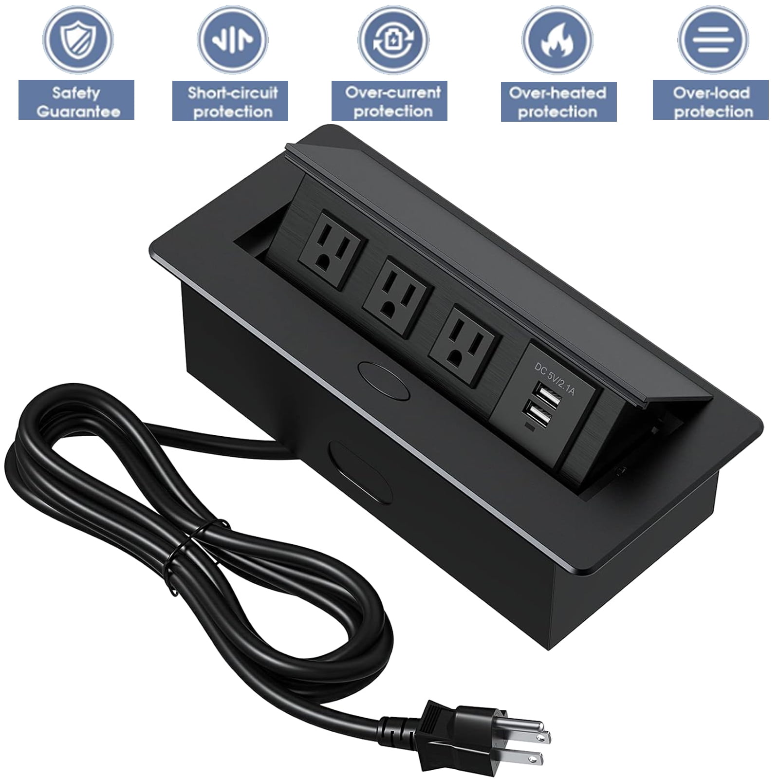 Leyeet Connection Box Desktop Pop Up Outlet with 2 USB Ports & 3 ...