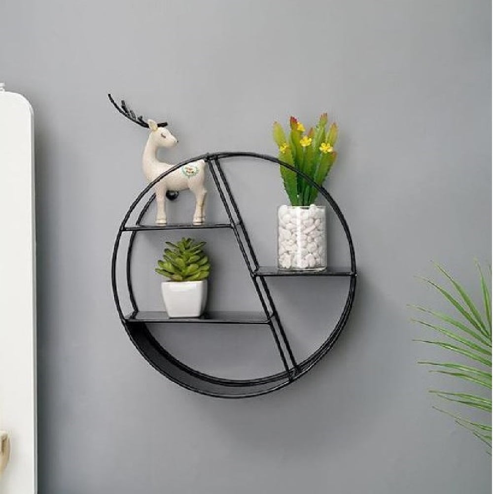 Leyeet 3-Tier Round Wall Shelf, Wooden Decorative Floating Shelves for ...