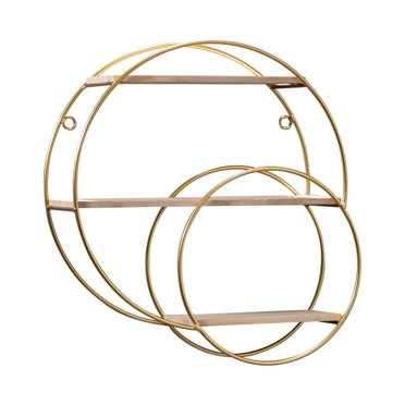 LASIEYO Round Wall Shelf, Wall-Mounted Circular Shelf, Wood & Metal ...