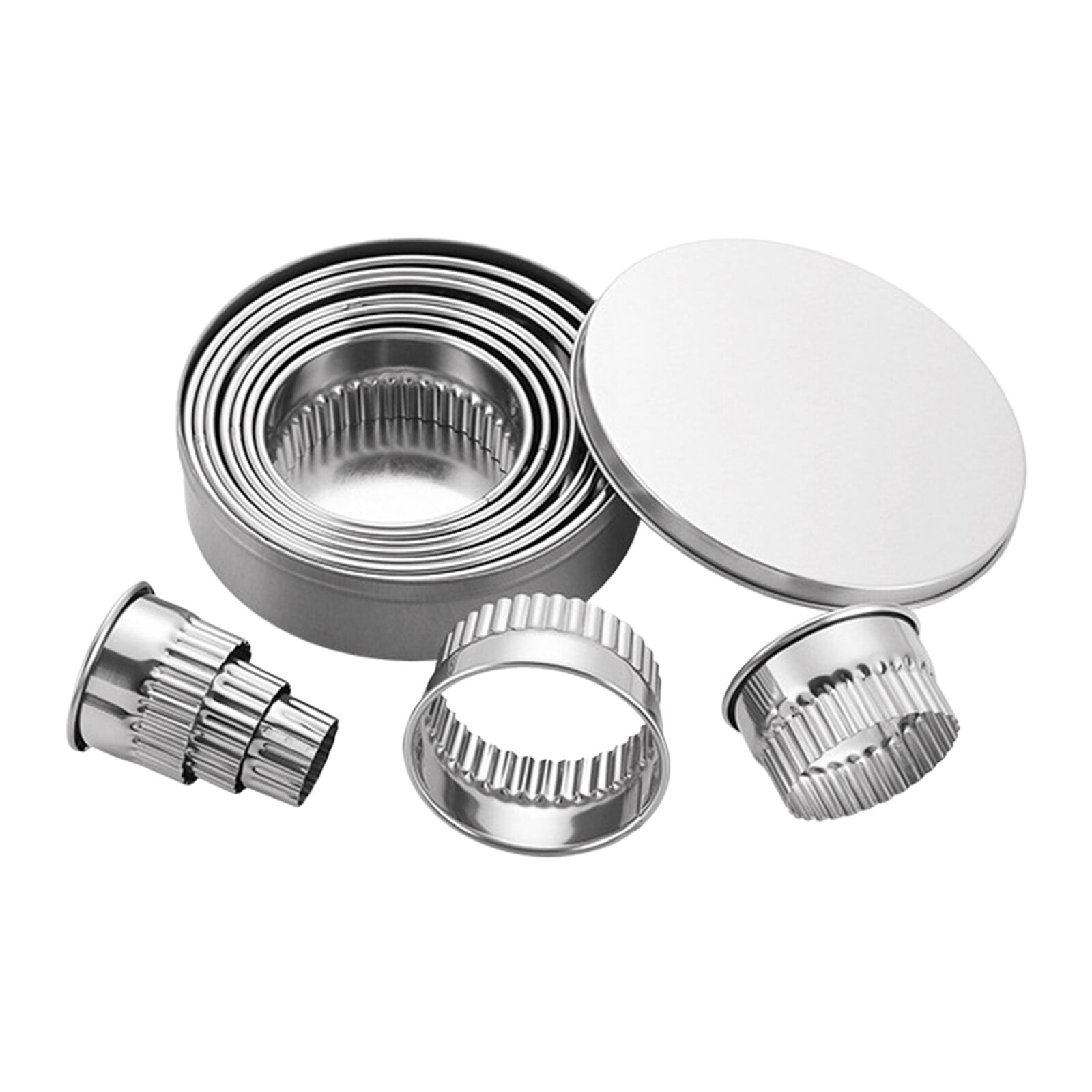 Leyfeng 12PCS Fluted Round Cookie Cutters Set with Storage Box ...