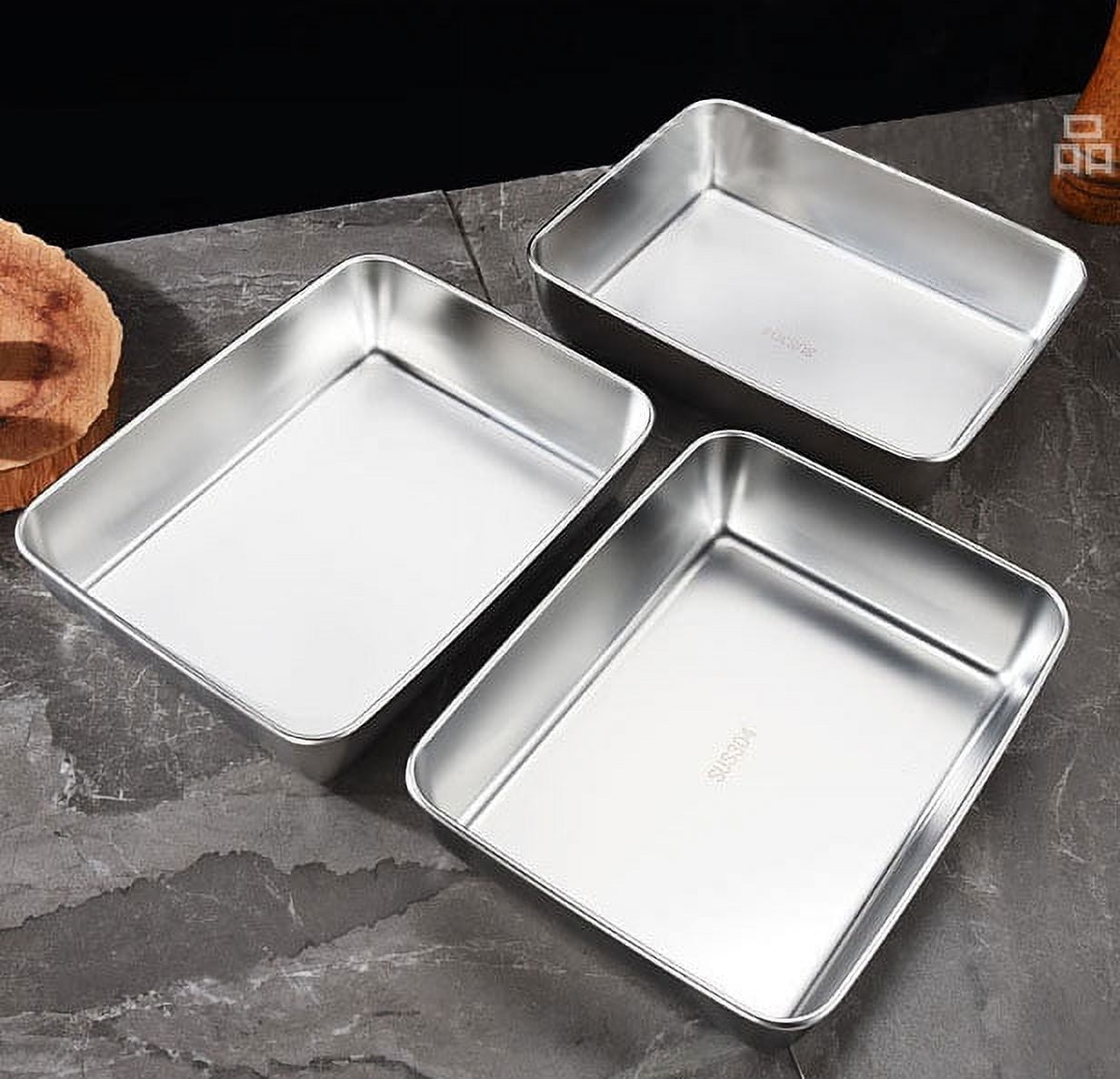 Leyfeng 3 Piece Food Tray, Square Tray, Stainless Steel Square Tray ...