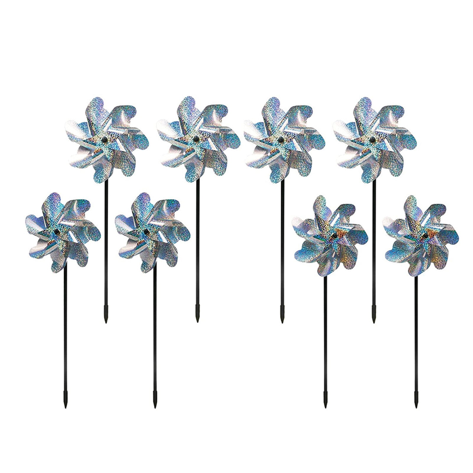 Leyfeng 8Pcs Bird Repellent Pinwheels Sparkly Holographic Pin Wheel ...