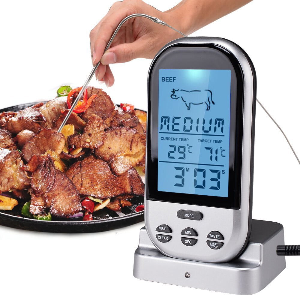 Leyfeng Digital Meat Thermometer Wireless Remote Food Thermometer for ...
