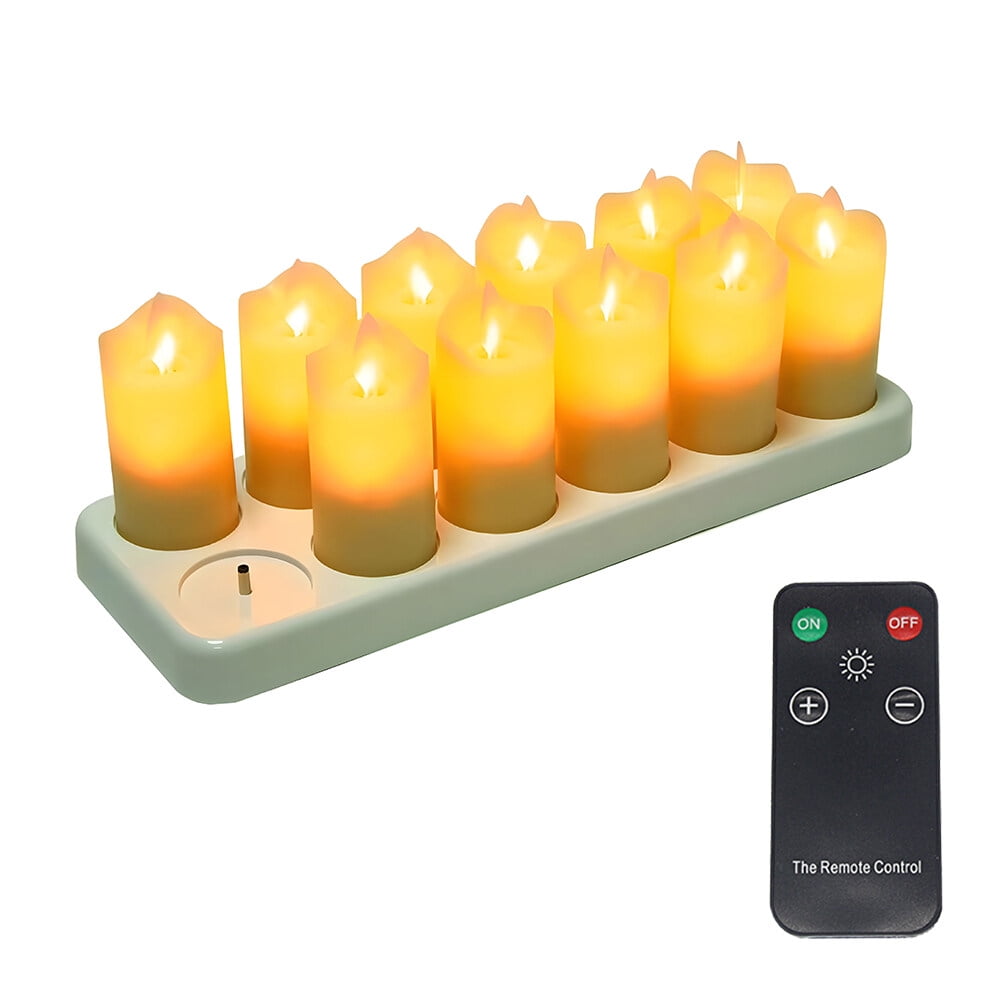 Leyfeng Flickering Flameless Candles Pack of 12 Rechargeable Realistic ...