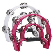 Tambourine Double Row Metal Jingles Bell Hand Held Percussion Half Moon ...
