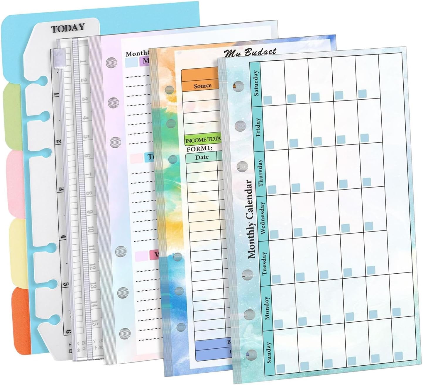 Leyfeng Notepad, A6 Binder Planner Insert, 6-Ring Loose Lined Diary ...