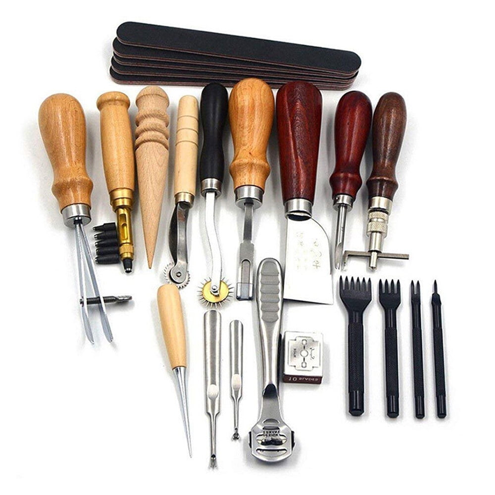 Leyfeng Sewing Craft & Leather Tools Set 18 Pcs Leather Craft DIY Tool ...