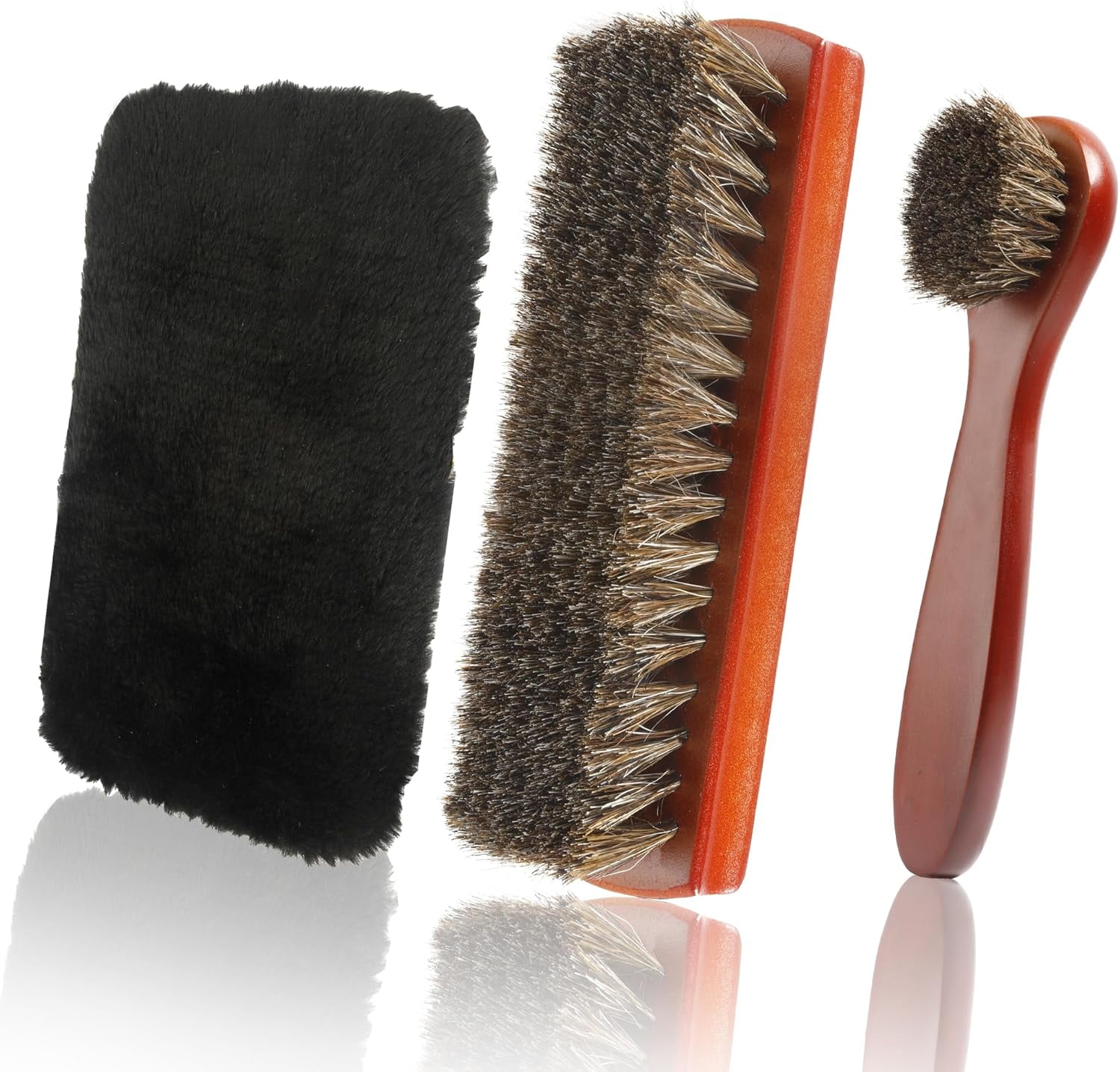 Leyfeng Shoe Brush Set, 3-Piece Shoe Brush Set, Boot Dust Brush ...