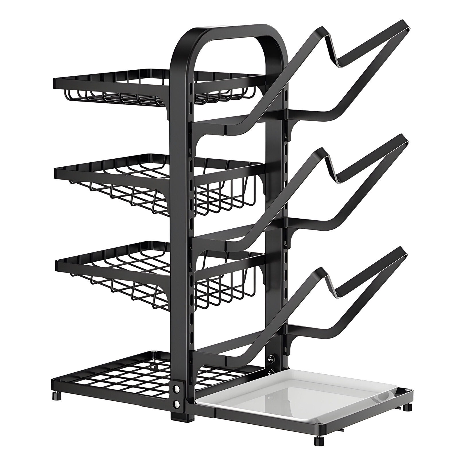 Leyfeng Spice and Pot Cover Rack Carbon Steel 2-Sided 7-Tier Pantry ...